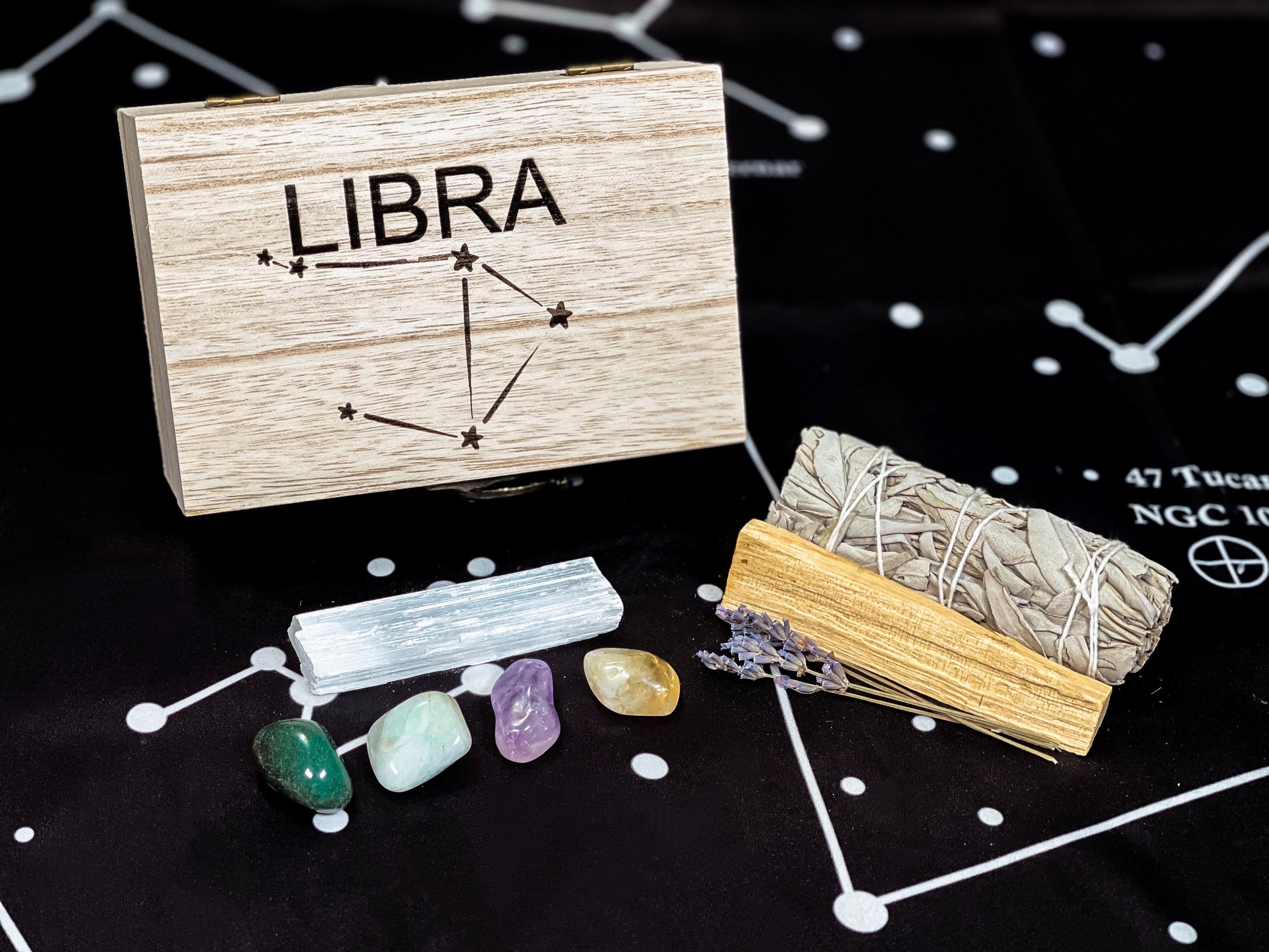 Libra Crystals Set, Libra Crystal Box, Wood Box for Crystals, Crystals ...