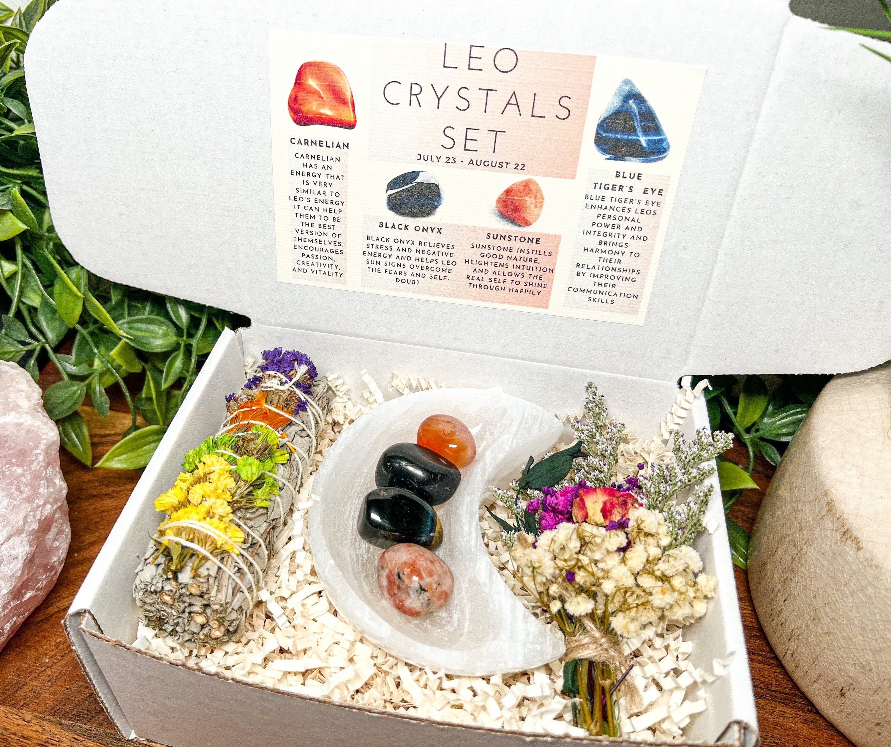 Leo Crystals Gift Box, Leo Stones, Leo Gift Set, Leo Crystal Kit, Birt ...